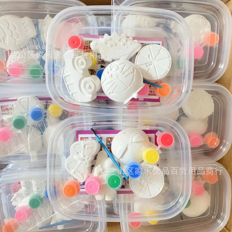 Mini plaster statue bowl Set with paint and brush (with storage box ...