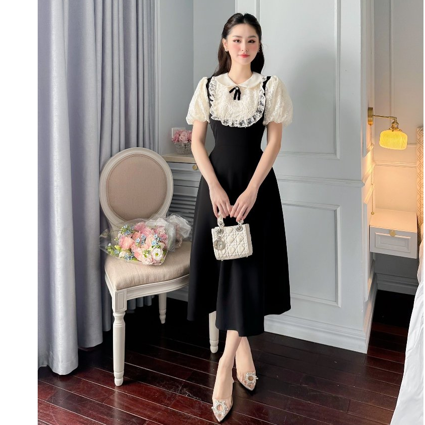 (Designed Product) Elegant And Noble Lace Spread Dress With Bow ...