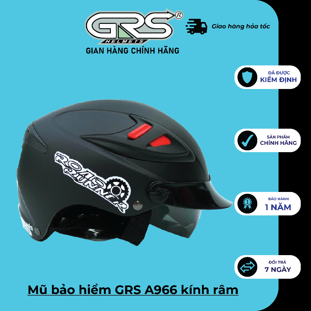 Grs A966 half-head helmet with hidden visor (many colors) | Shopee Malaysia