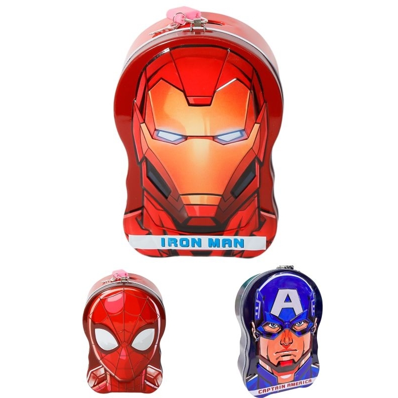 Safe, money box, savings tube, cartoon superhero Iron man, Spider man ...