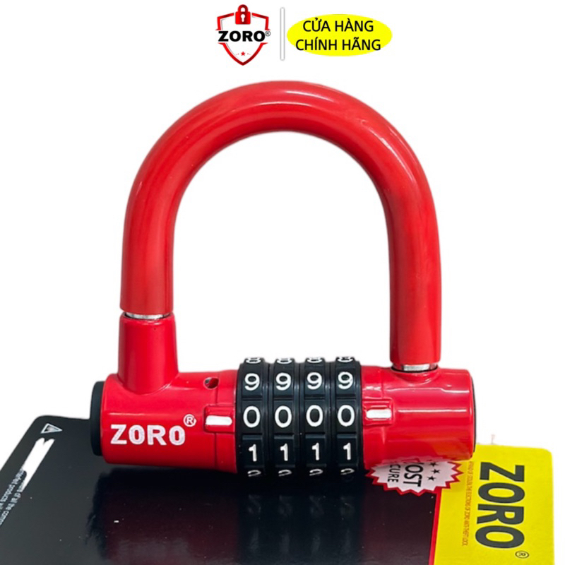 Zoro red u-shaped 4-digit password lock - digital lock changes password ...