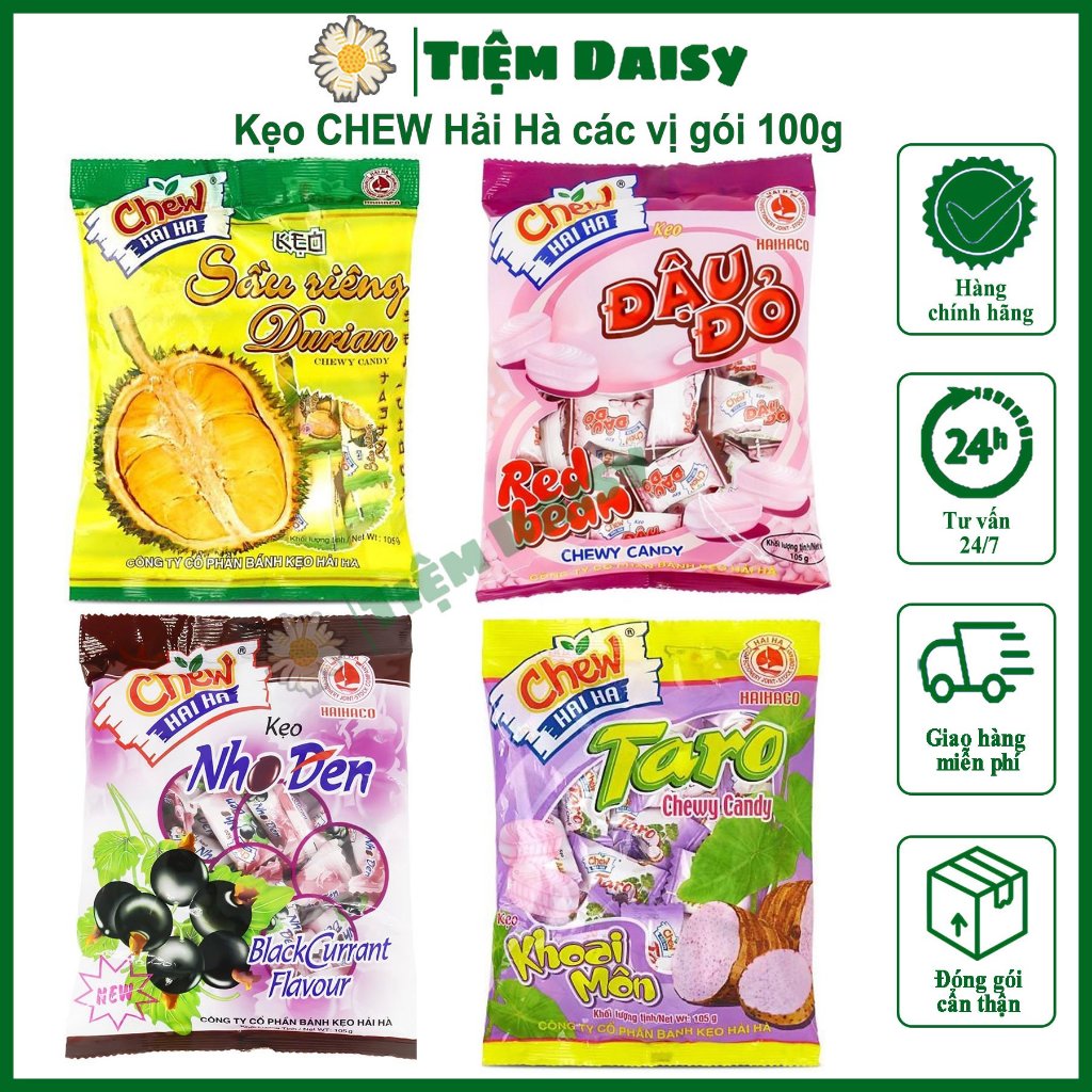 Black Grape Chewed Hai Ha Candy / Red Bean / Durian / Taro 100g Pack ...