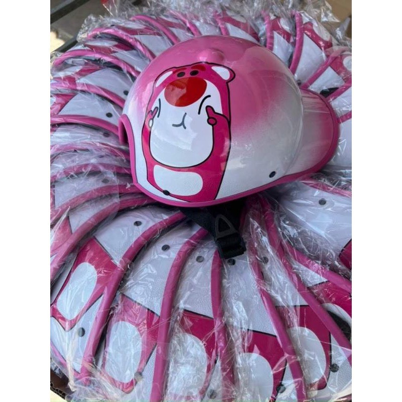 Helmet - Cute Strawberry Bear Helmet with Hole in the Back of the Hat ...