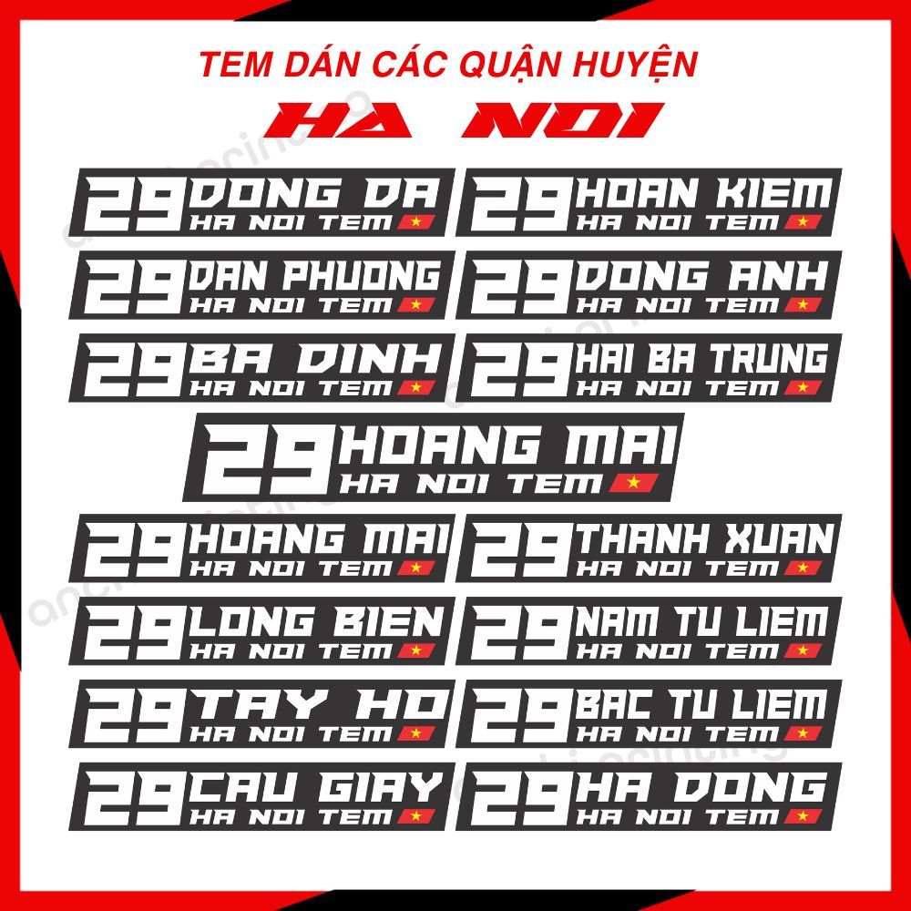 Car stickers for provinces and cities in HANOI districts, 5-layer ...