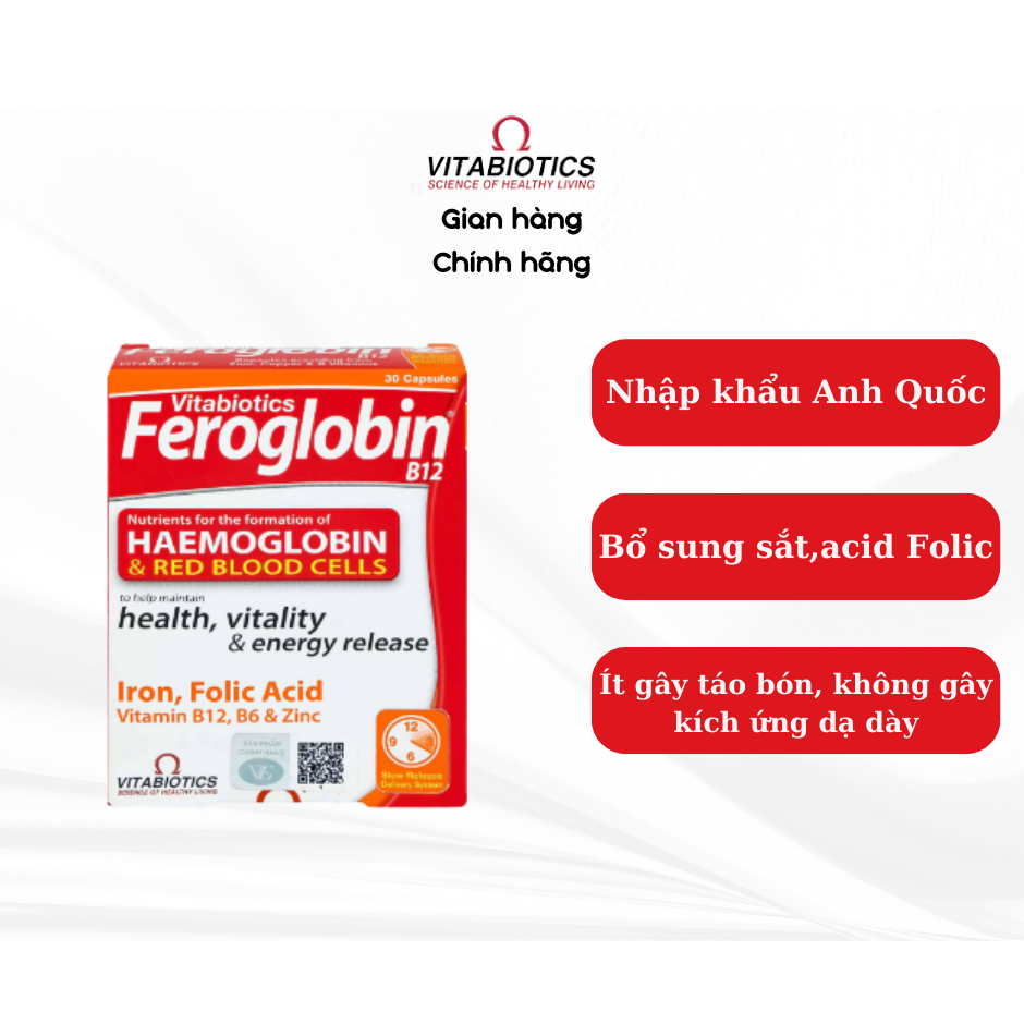 Vitabiotics Feroglobin adult blood tonic tablets (Box of 30 capsules ...