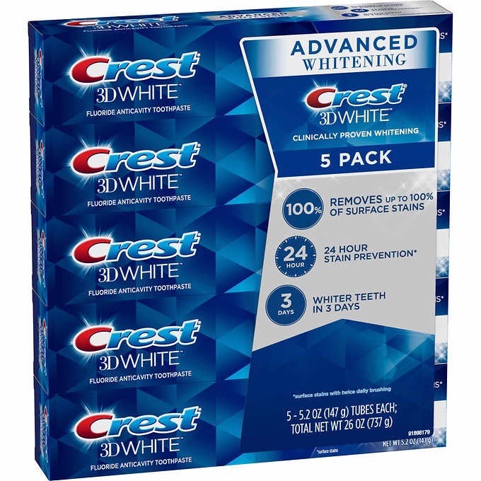 Crest 3D White Advanced Whitening Toothpaste 5 Tubes _ Usa | Shopee ...