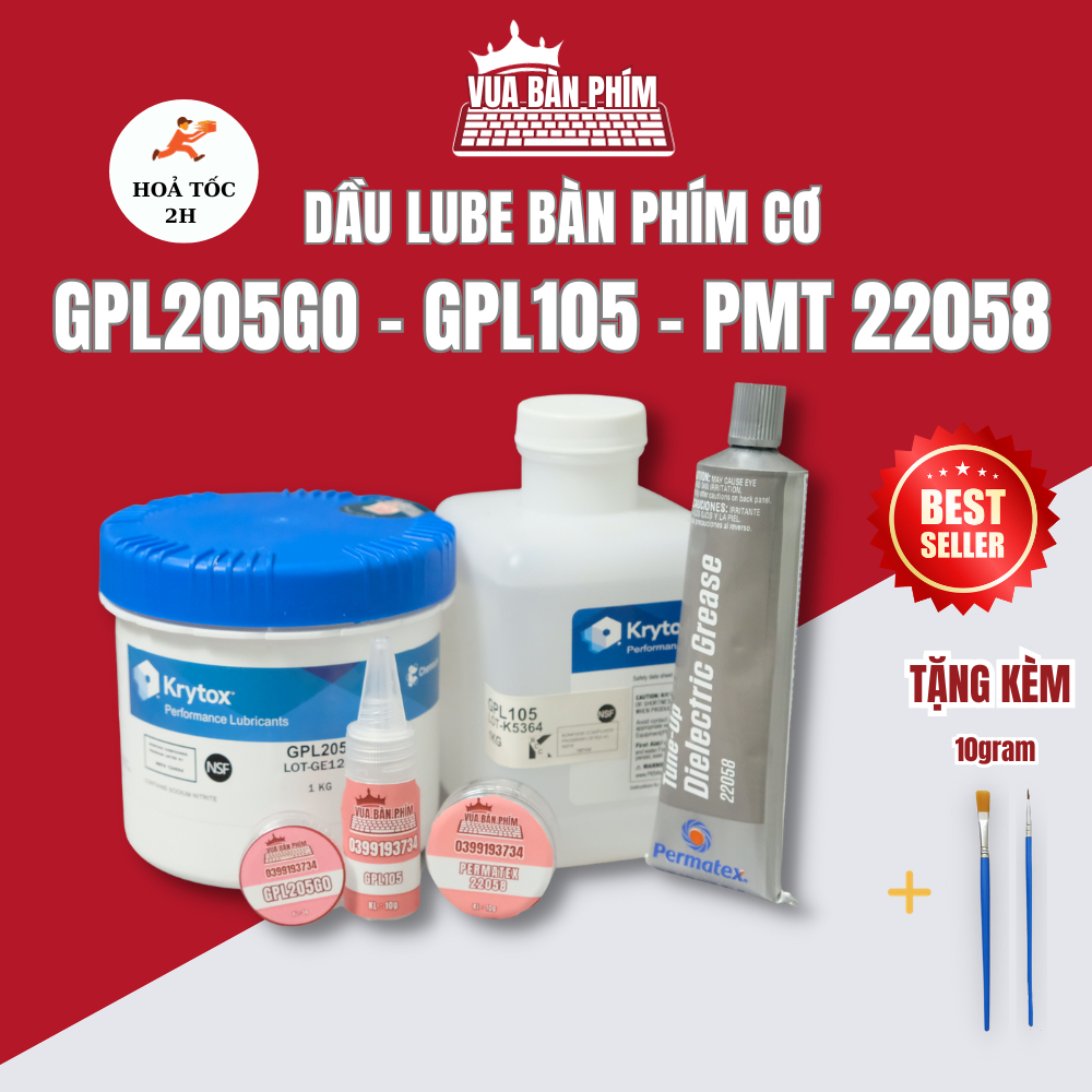 Lube oil, lube grease Krytox GPL105, GPL205g0, Permatex 22058 ...