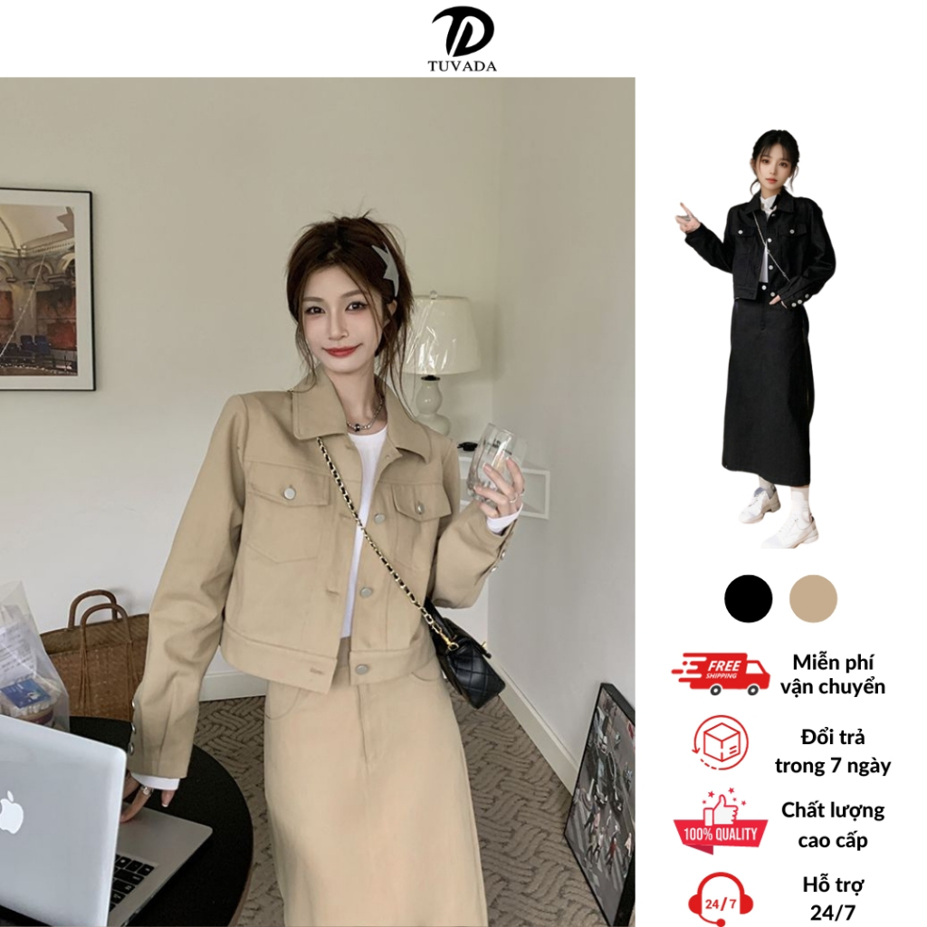 Tuvada soft khaki denim Set, Korean jean Set, Khaki Jacket Set Khaki ...