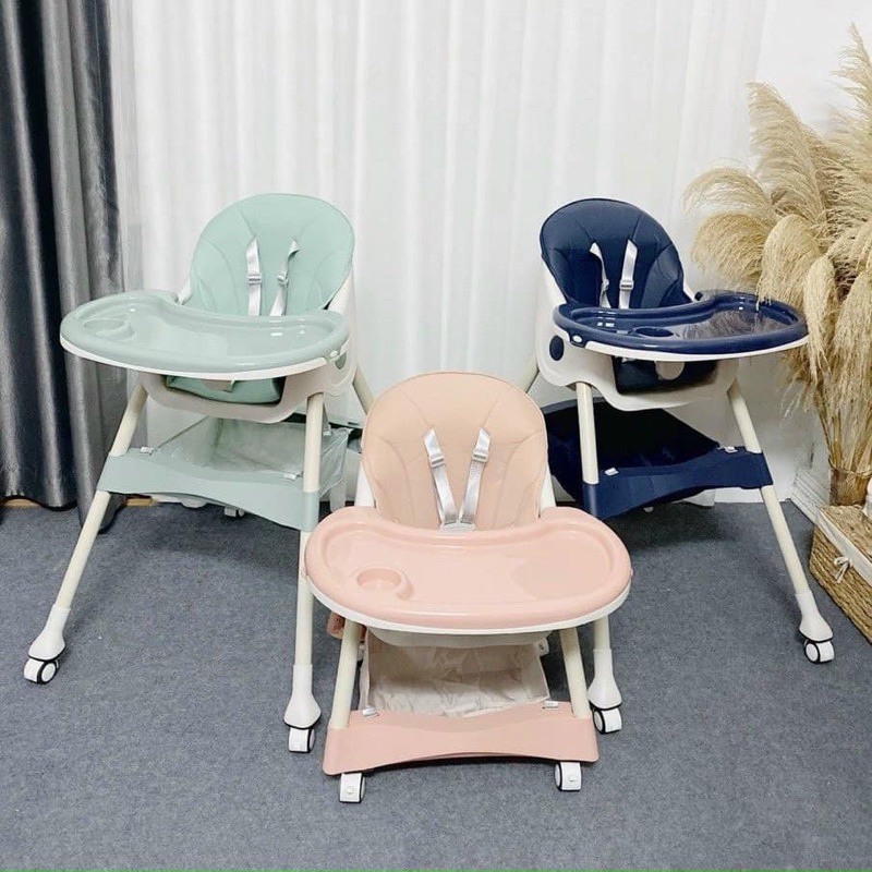 Reclining high chair, adjustable in 3 positions, with wheels + high ...