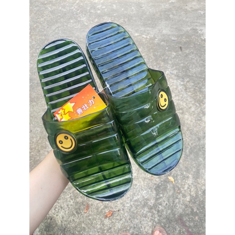 Flexible clear plastic slippers, for home, office, smiley face slippers ...