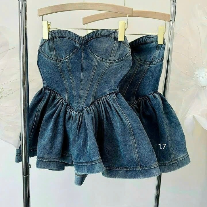 Women's jean Bra Cup, Luxury Ruffled Jeans | Shopee Malaysia