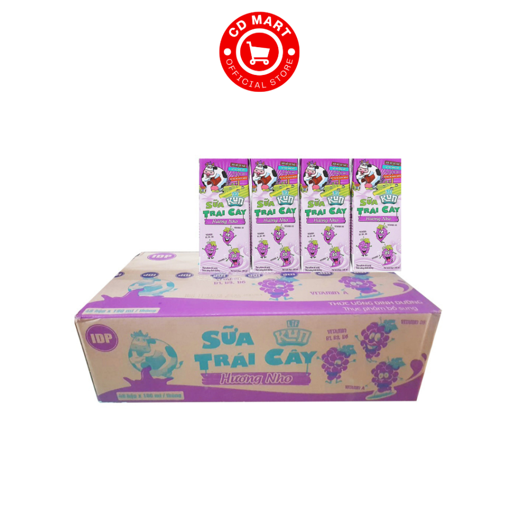Box Of 48 Boxes Of LIF KUN Fruit Milk With Grape Flavor (110ml / 180ml ...