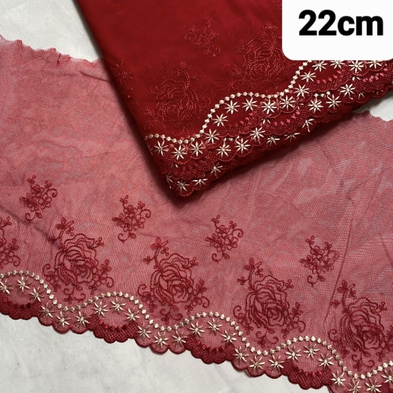 Decorative embroidered lace, slightly elastic, size 16cm to 23cm (1 ...