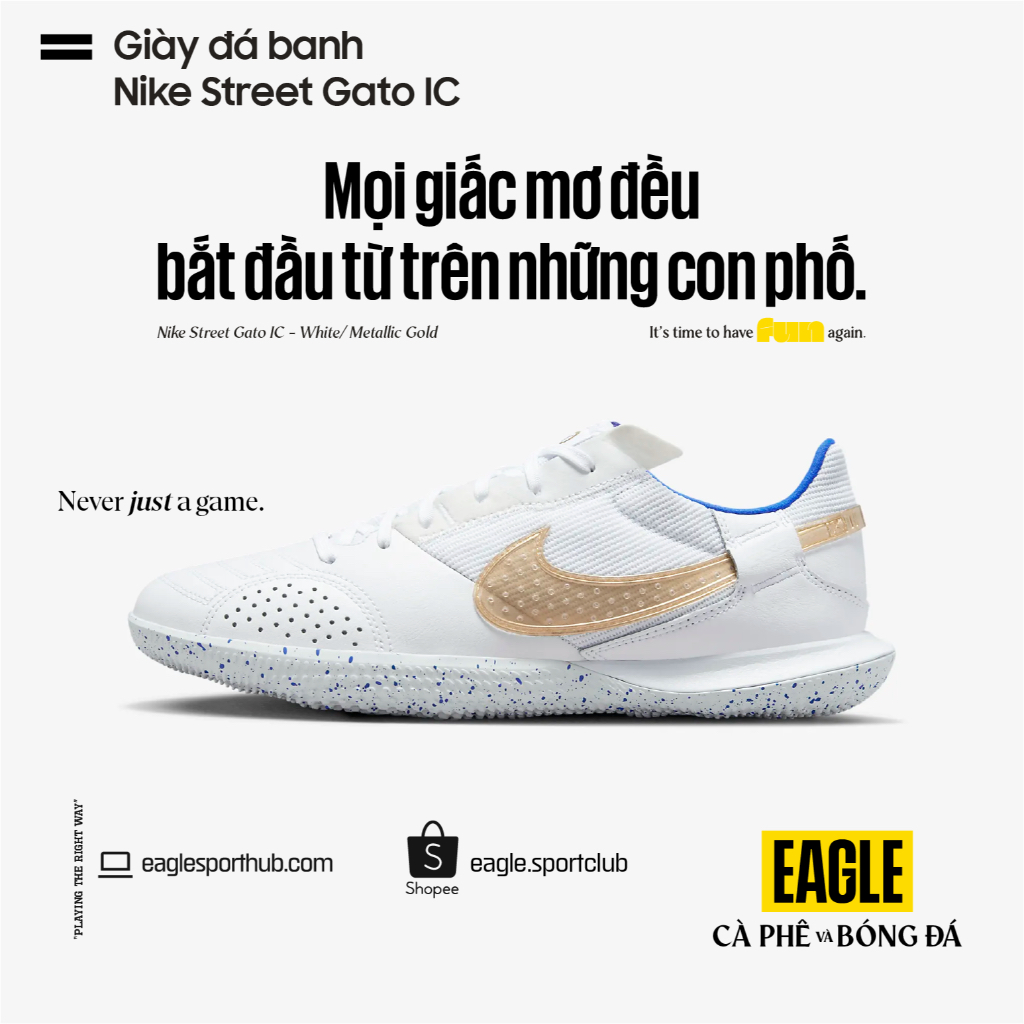 Nike Street Gato IC Football Boots "White - Metallic Gold" - Premium ...