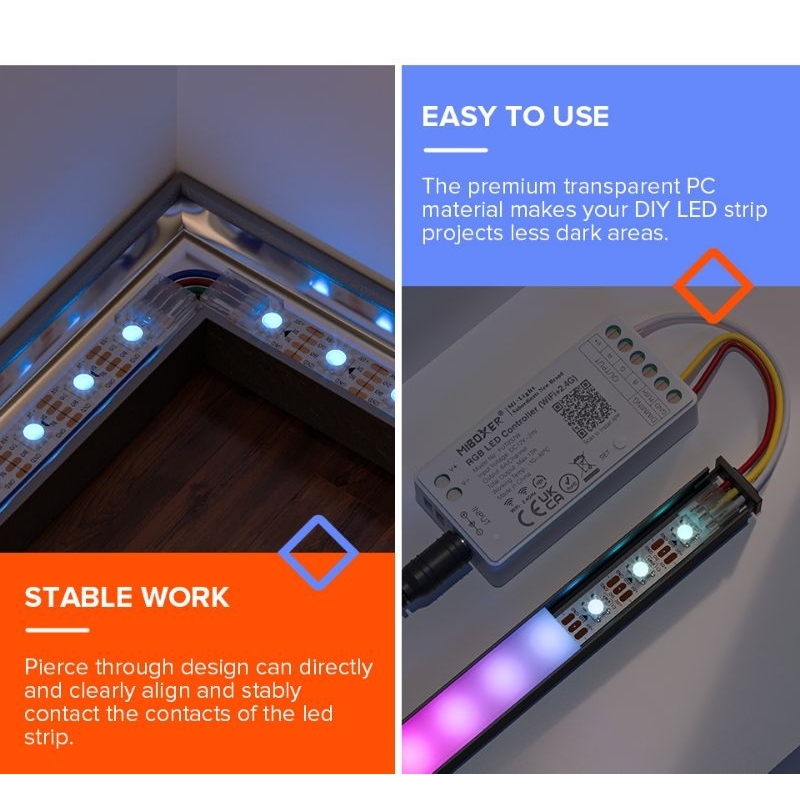 X-shaped led quick connection 3pin 10mm led ARGB WS2121B waterproof ...