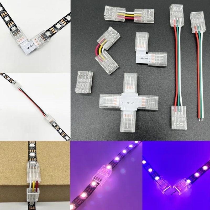 Waterproof T-Shaped Led Connector Without Welding For 3-pin Leds 10mm ...