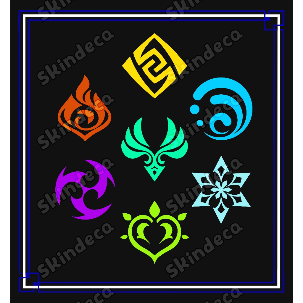 (Super Cheap Price) Decal Sticker, 7 game Elements Genshin Impact ...