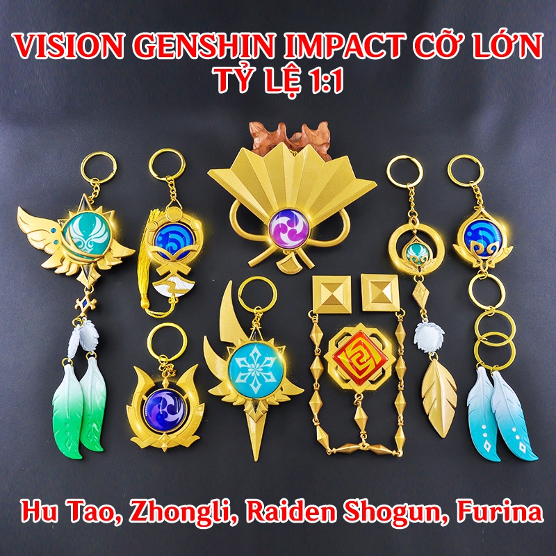 [LARGE Type] Vision Metal Keychain Genshin Impact Game Elements Cosplay ...