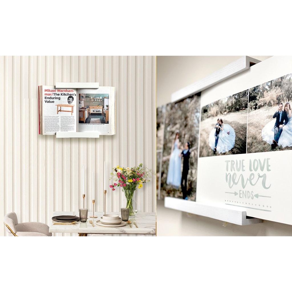 Long QUAN wall-mounted wedding album frame | 100% ash wood | Easy page ...