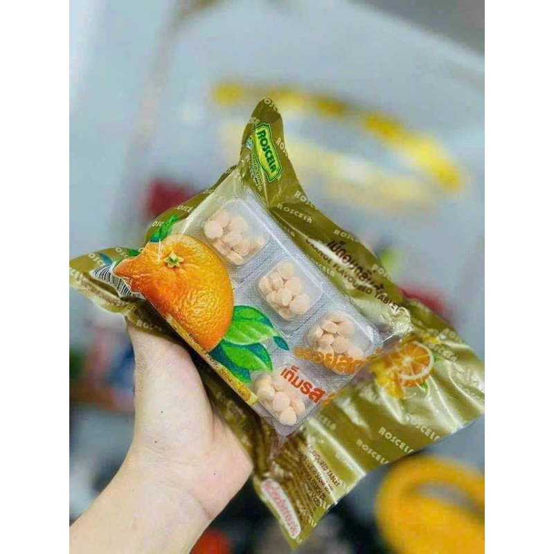 Thai C candy with orange flavor, childhood candy (1 box of 24 jars ...