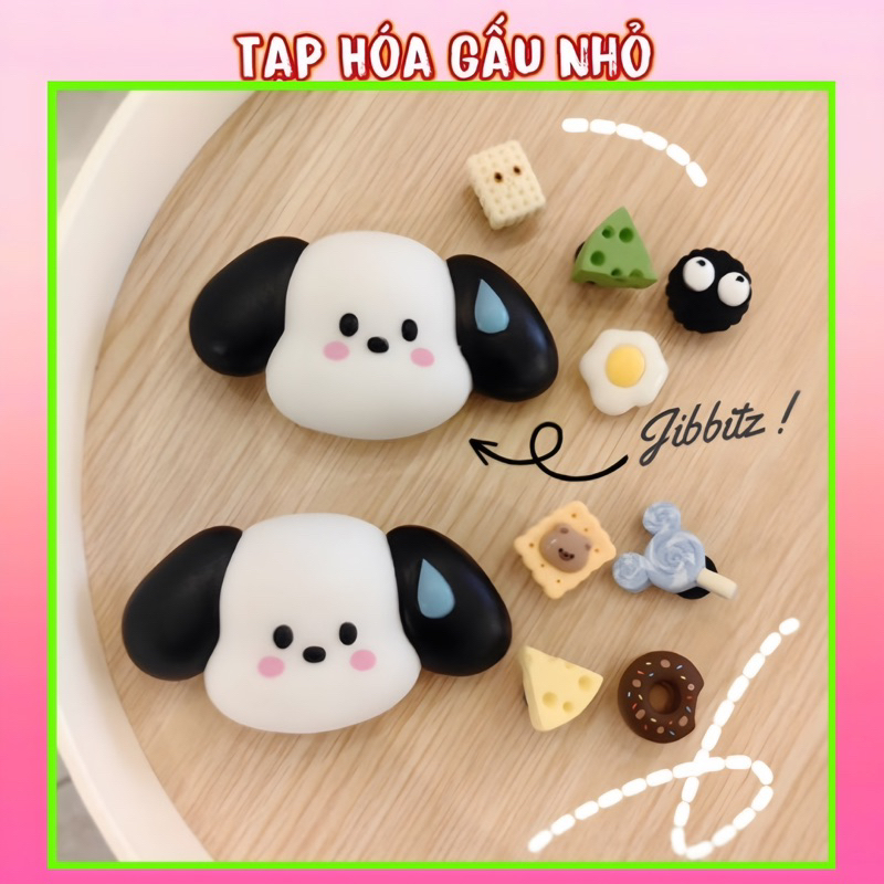 Set of 10 Jibbitz Sticker Charm 3D puppy theme black ears glossy ...