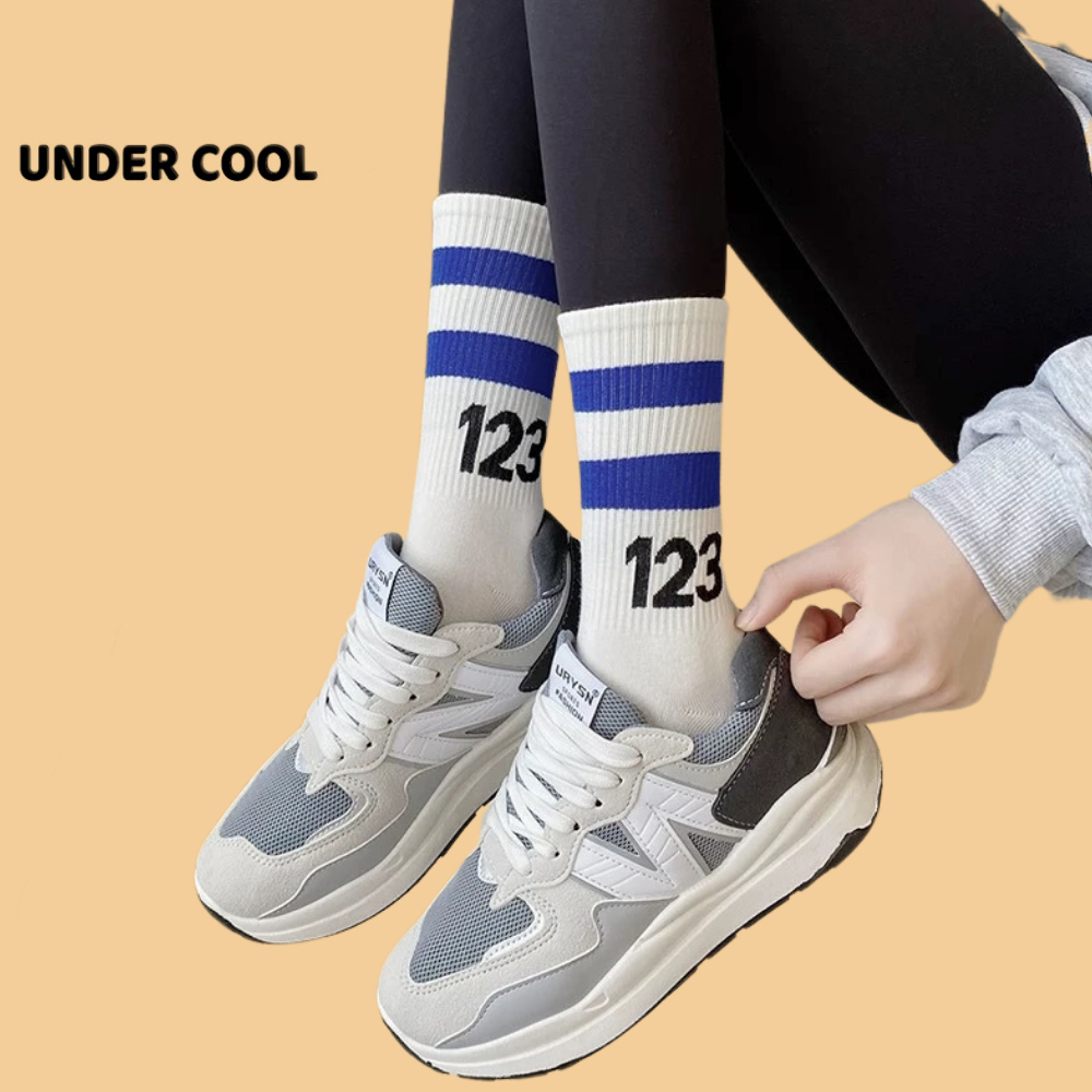 Set of 5 Pairs of UNDERCOOL Women's White High Collar Socks with Color ...
