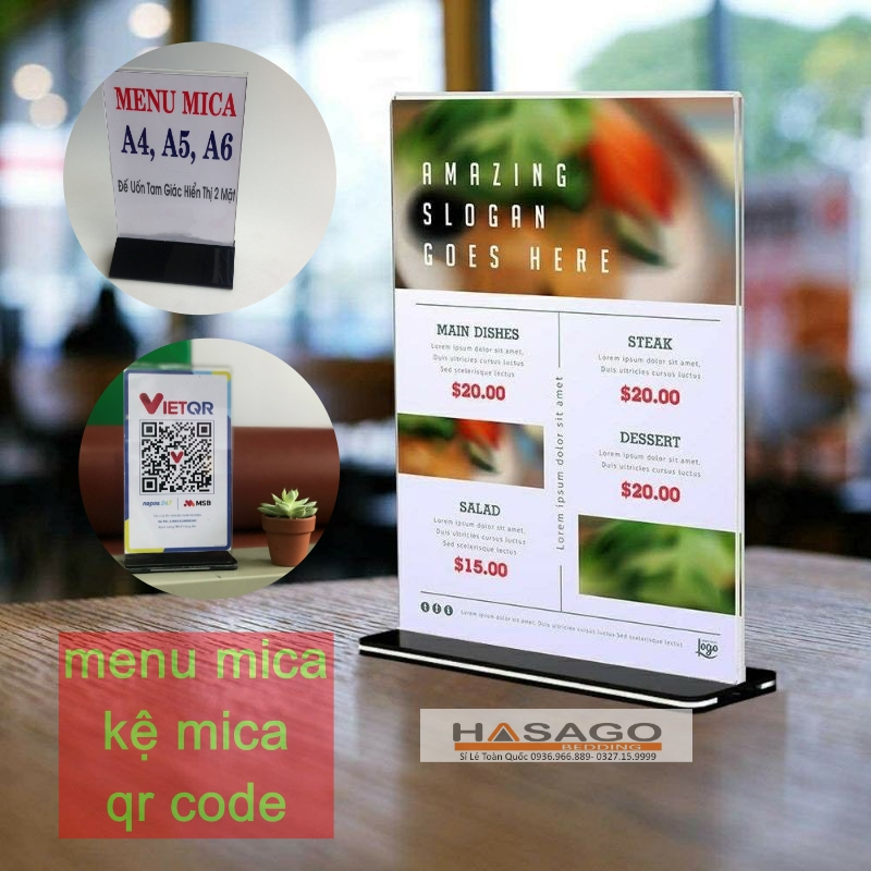Mica Menu Mica A4 A5 A6 standee Mica Table Desktop Mica Shelf Display ...