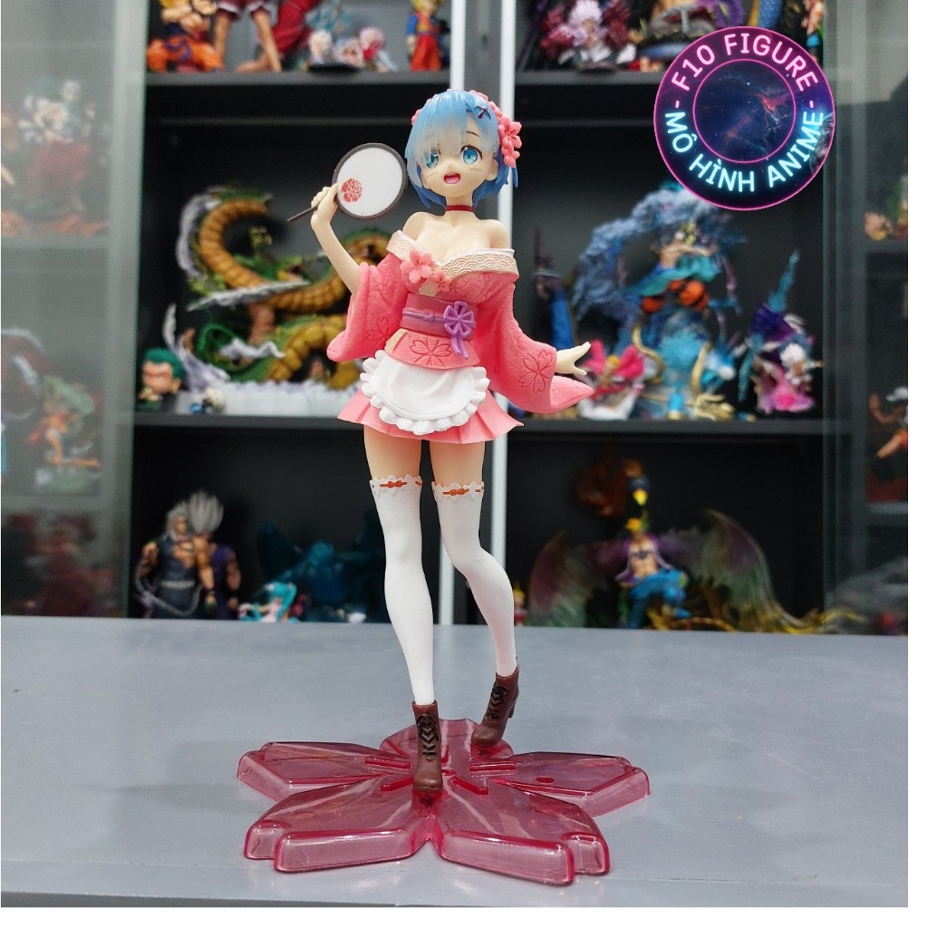 Character Model Rem in pink dress holding a fan - Cute female character ...