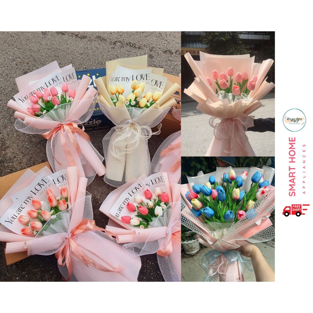 Tulip bouquet of 11 flowers, 20 flowers with custom designs - Tulips as ...