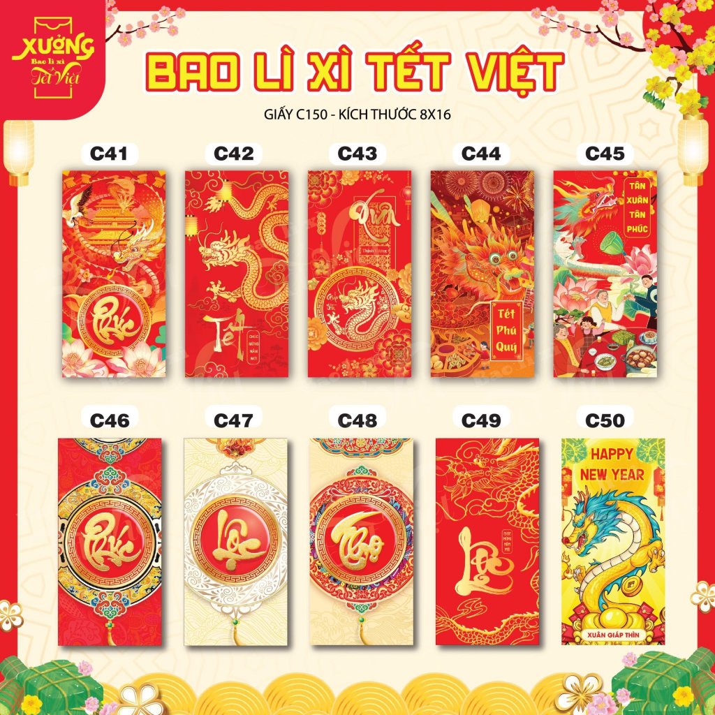 Lucky envelopes CNY 2024, flower and leaf lucky money 2024 CNY Giap ...