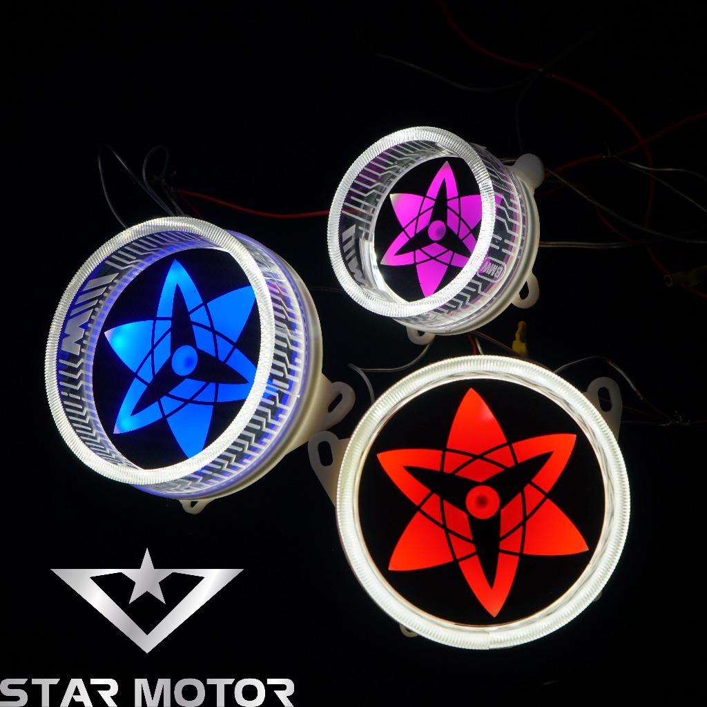 Sharingan rotating Led light mounted to decorate motorcycle headlights ...