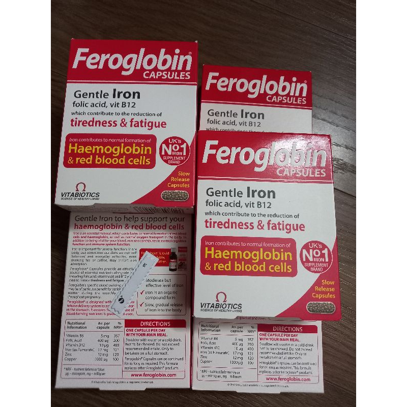 Feroglobin folic acid B12 iron tablets, UK domestic, supports the ...