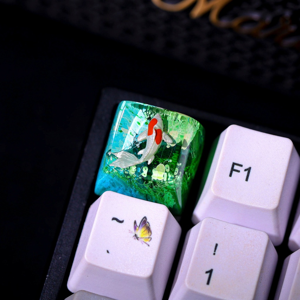 Green blue koi fish Keycap, colorful koi fish keyboard buttons | Shopee ...