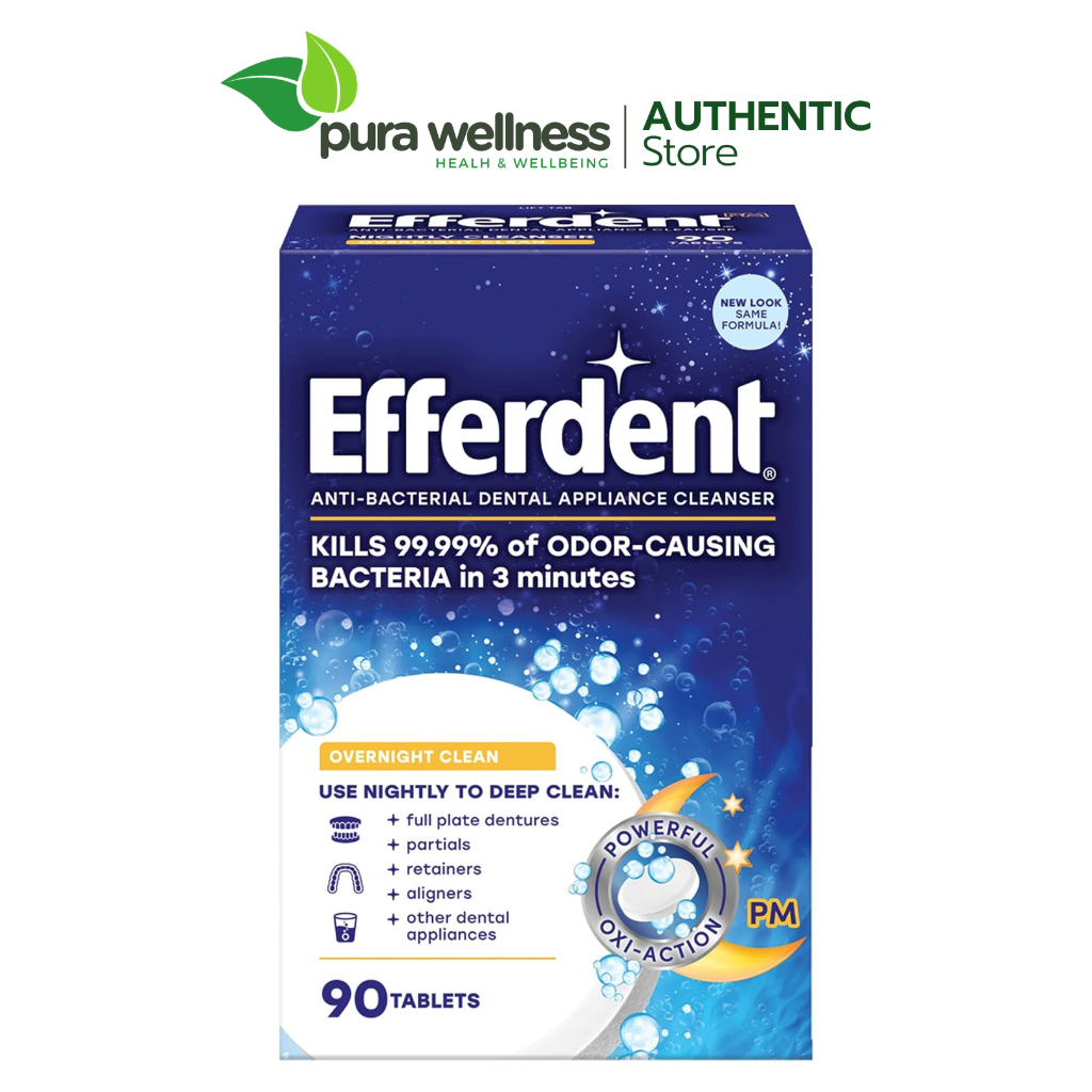 |New MODEL|Efferdent Overnight Whitening Effervescent tablets to clean ...