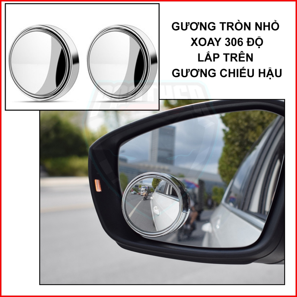 360 Degree Rotating Small Round Mirror Set Installed on Car Rearview ...