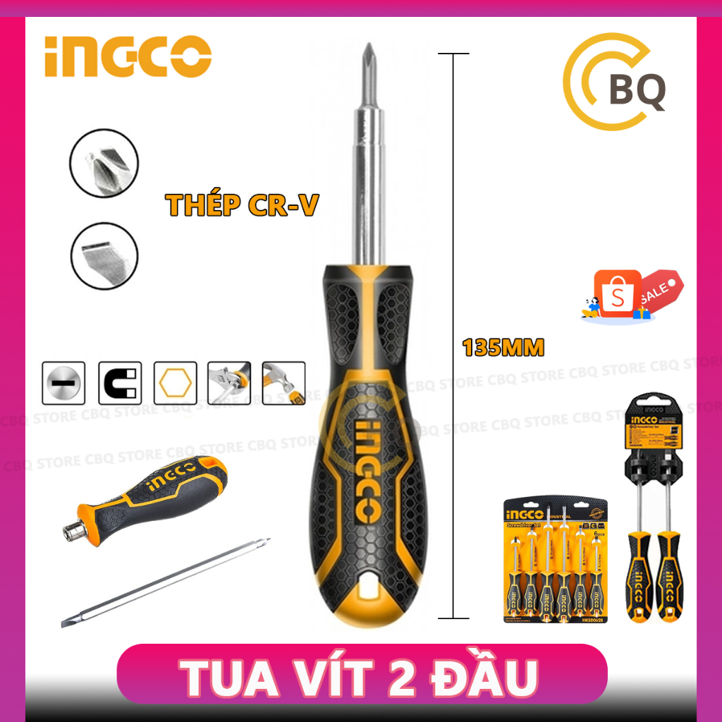Ingco AKISD0203 135mm 2-head screwdriver, 2-function screwdriver made ...