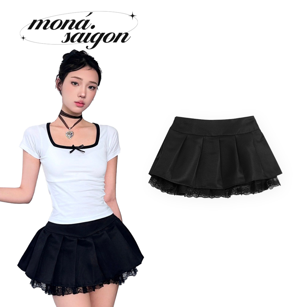 Mony lace pleated skirt with lace spread - DORY Slingshot | Shopee Malaysia