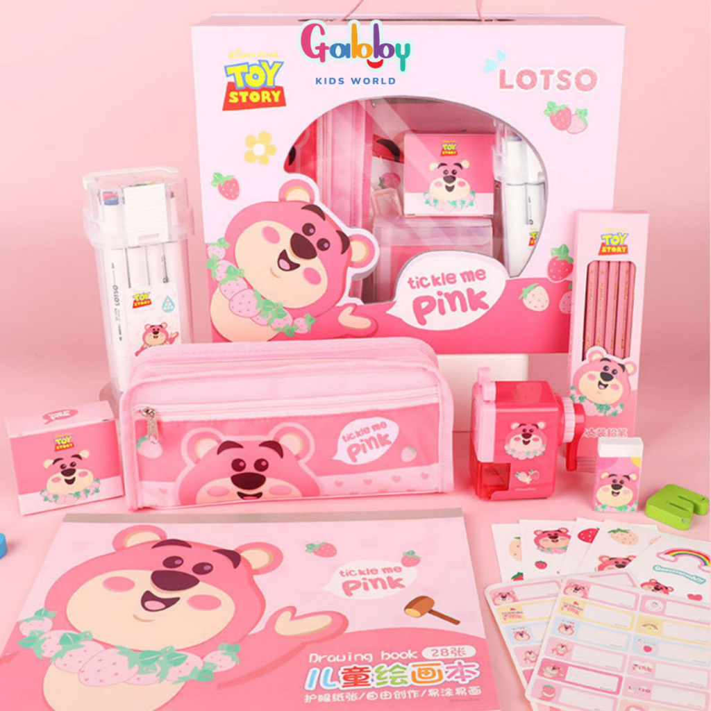 Lovely Lotso Strawberry Bear School Supplies Set (Drawing Practice, Pen ...