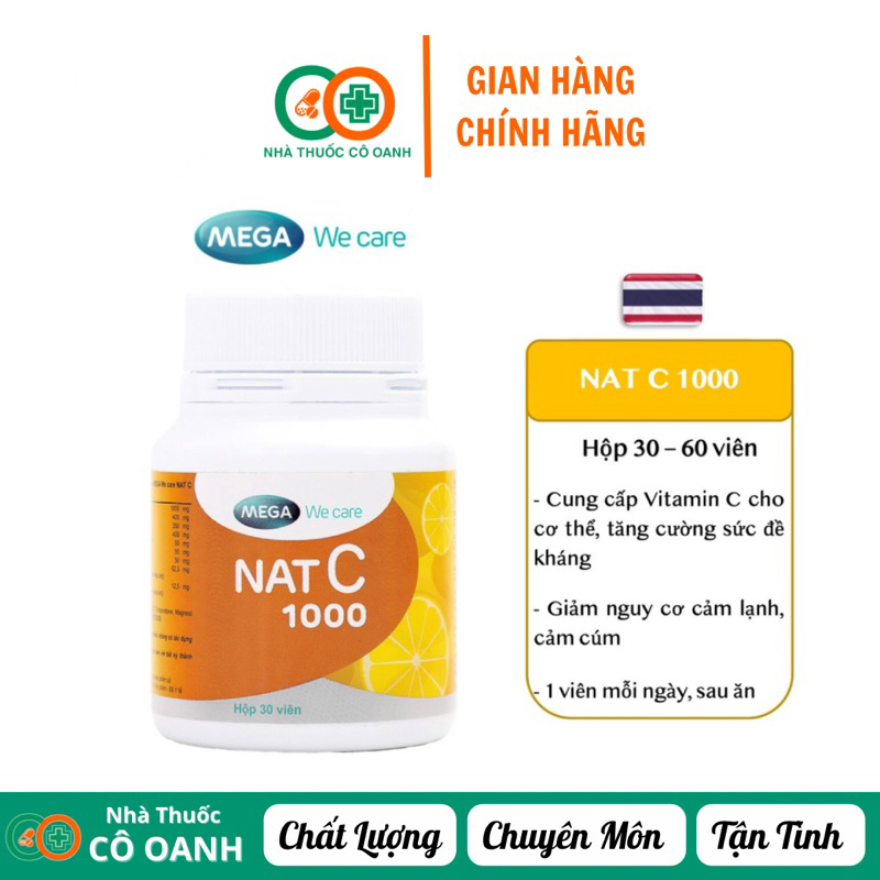 Nat C 1000 Mega Lifesciences pills provide vitamin C for the body (30 ...