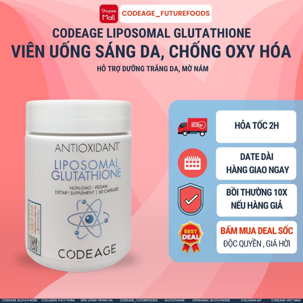 Oxy Codeage Glutathione Liposomal Whitening Oral Tablet 500mg And