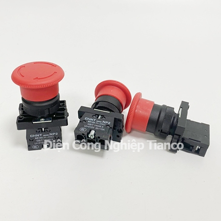 Chint brand 40mm mushroom head emergency push button, red contact 1 NC ...