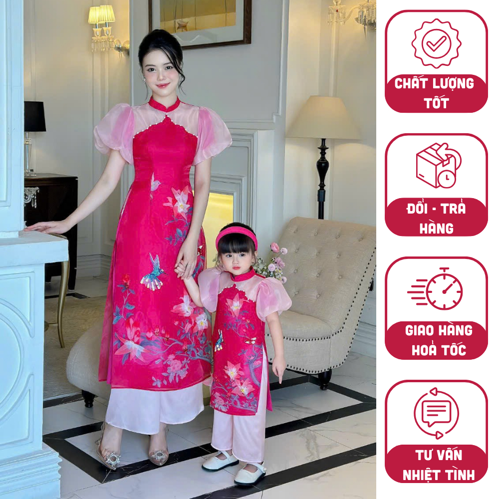 Innovative Ao Dai For Mother And Girl With Modern Hand-Held Design ...