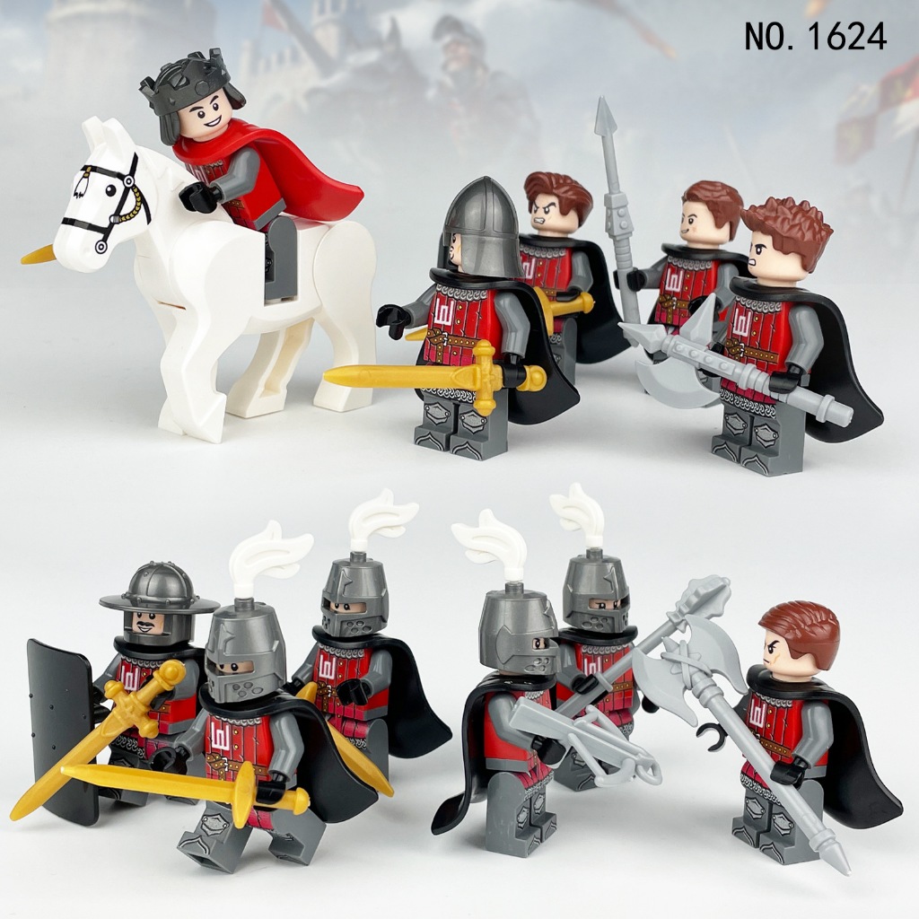 Children's assembly toy army logo medieval 1624 combo 11 mini and horse ...
