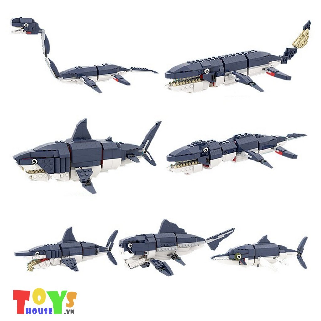 Assembling toy of 7 sea monsters Megalodon Plesiosaur Mosasaurus ...