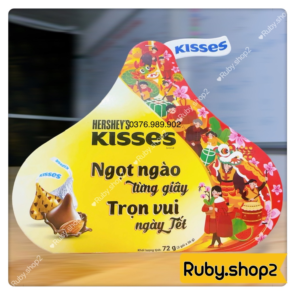CNY gift box includes 2 packs of Hershey's Kisses chocolate 36g/pack (box of 2 packs) | Shopee ...