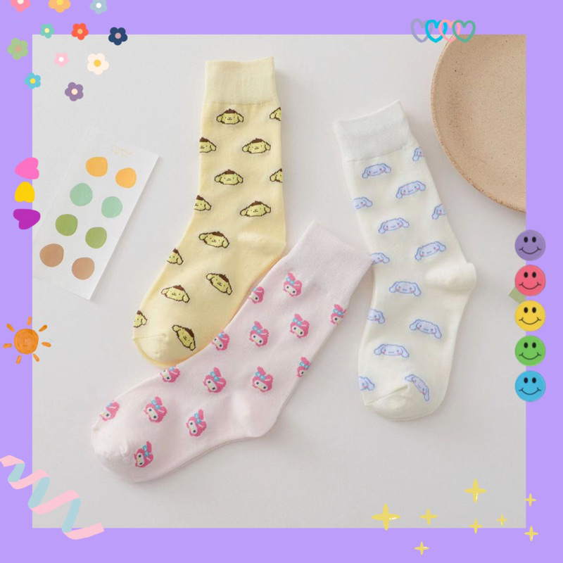 Cute cartoon pattern thick high-neck socks (3 colors) | Shopee Malaysia