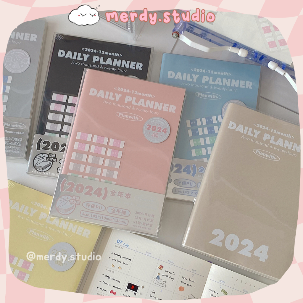 Planner 2024 PLANWITH full 9 colors PU cover 196 pages - Weekly Plan version | Shopee Malaysia