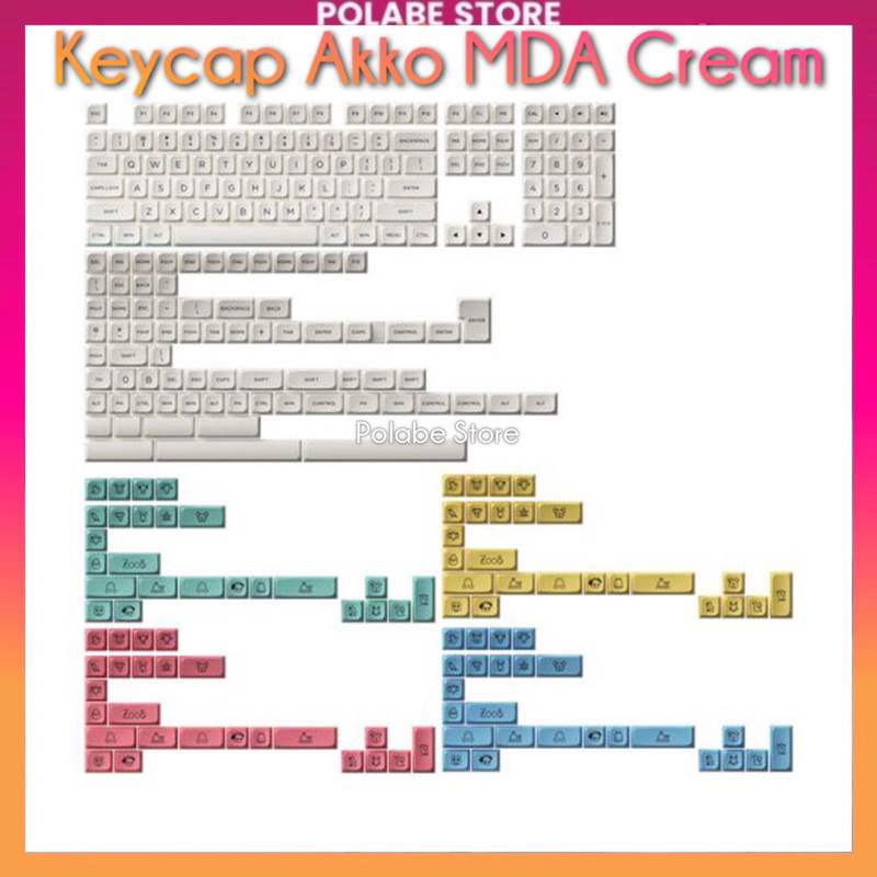 Keycap Akko Cream MDA Profile PBT 2shot Mechanical Keyboard Polabe ...