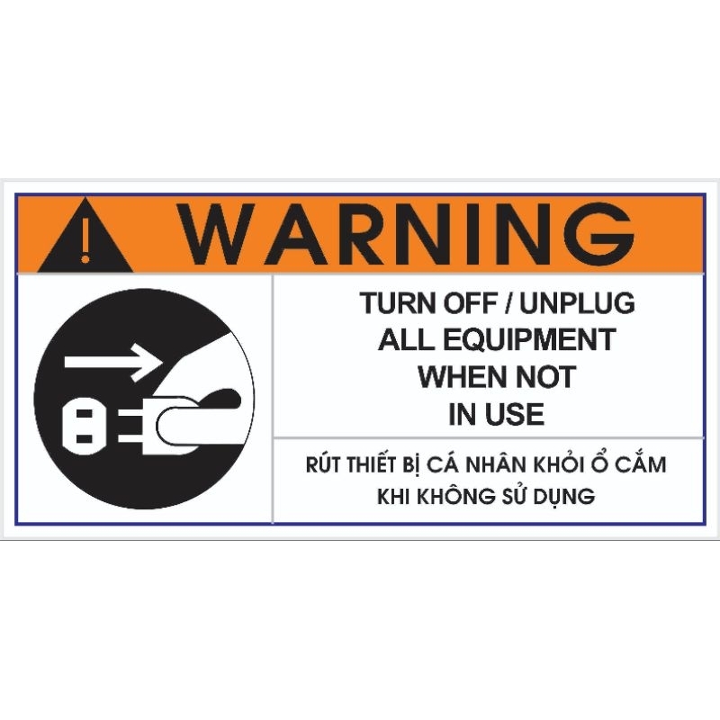 Warning signs unplug out of electrical outlets Manufactured on demand ...