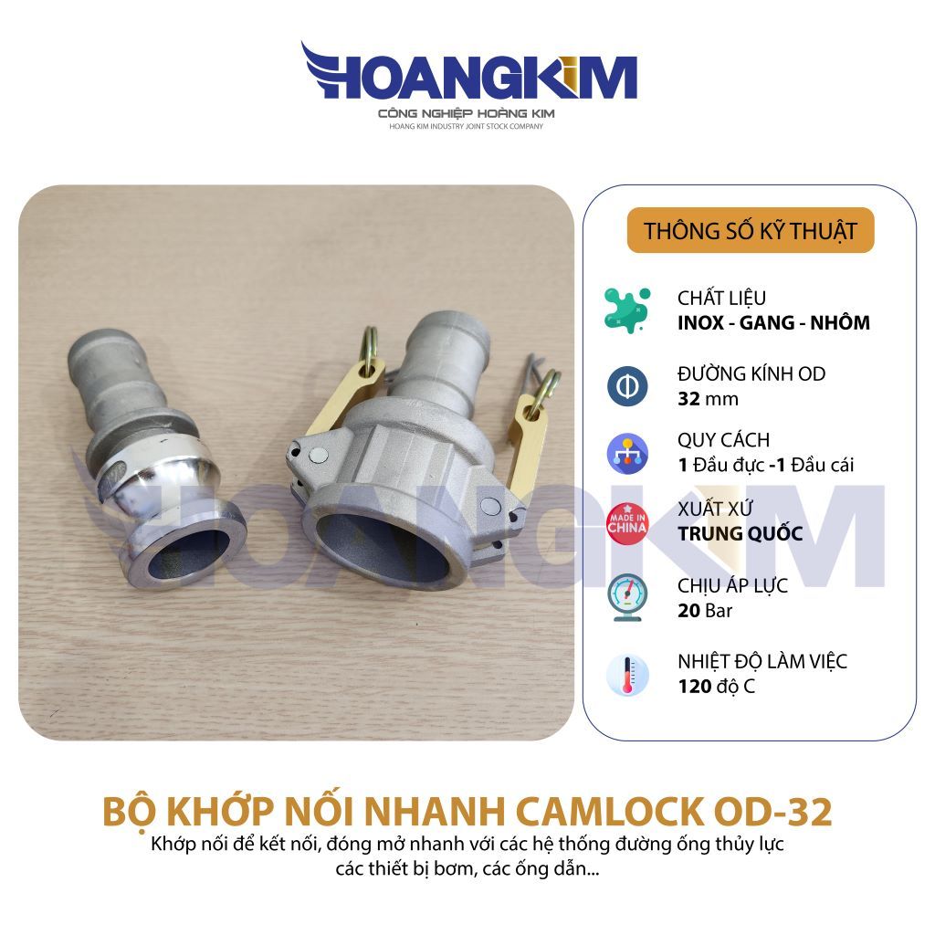 Camlock Quick Coupling Set (TYPE Ec) OD-32MM - Stainless Steel Male ...